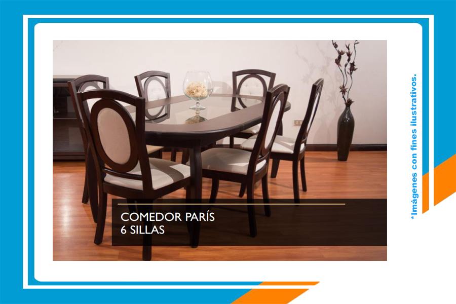 Comedor París, 6 sillas, Muebles Primiun | El Ahorron de Distribuidora ...